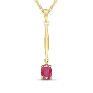 9ct Yellow gold ruby pendant. | Francis Wain Jewellers