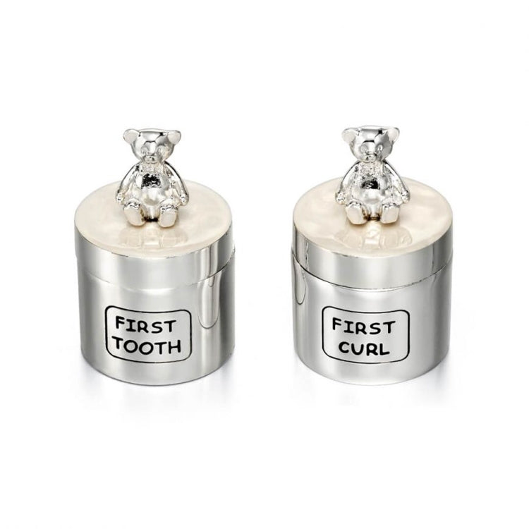 Silver plated tooth and curl boxes. | Francis Wain Jewellers