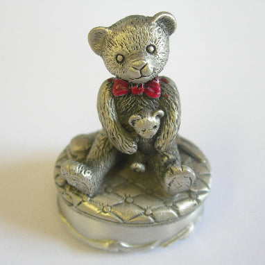 Pewter teddy bear tooth box. | Francis Wain Jewellers